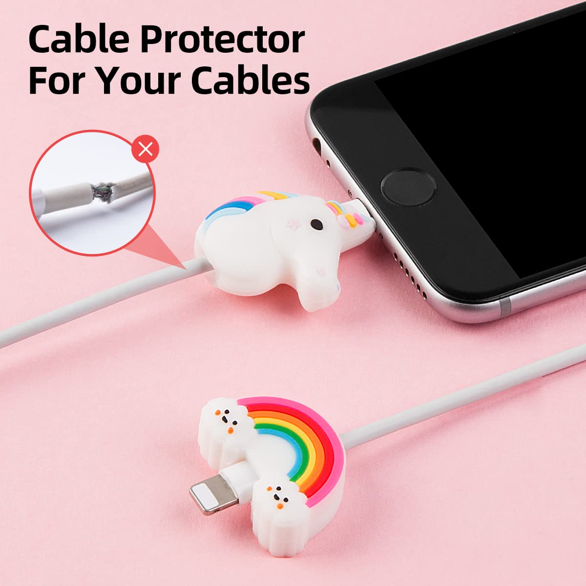 SUNGUY Cute Cable Protector for iPhone Charger Cable, 5pcs Animal Cable Protector, USB Charger Cord Protector for Christmas