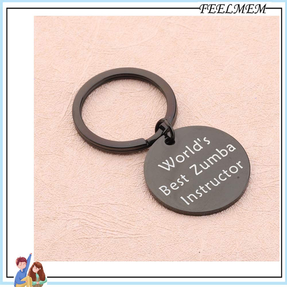 FEELMEM Teacher Gift Zumba Teacher Appreciation Gift World's Best Zumba Instructor Black Keychain Dance Jewelry for Dance Teacher Zumba Teacher (Zumba)