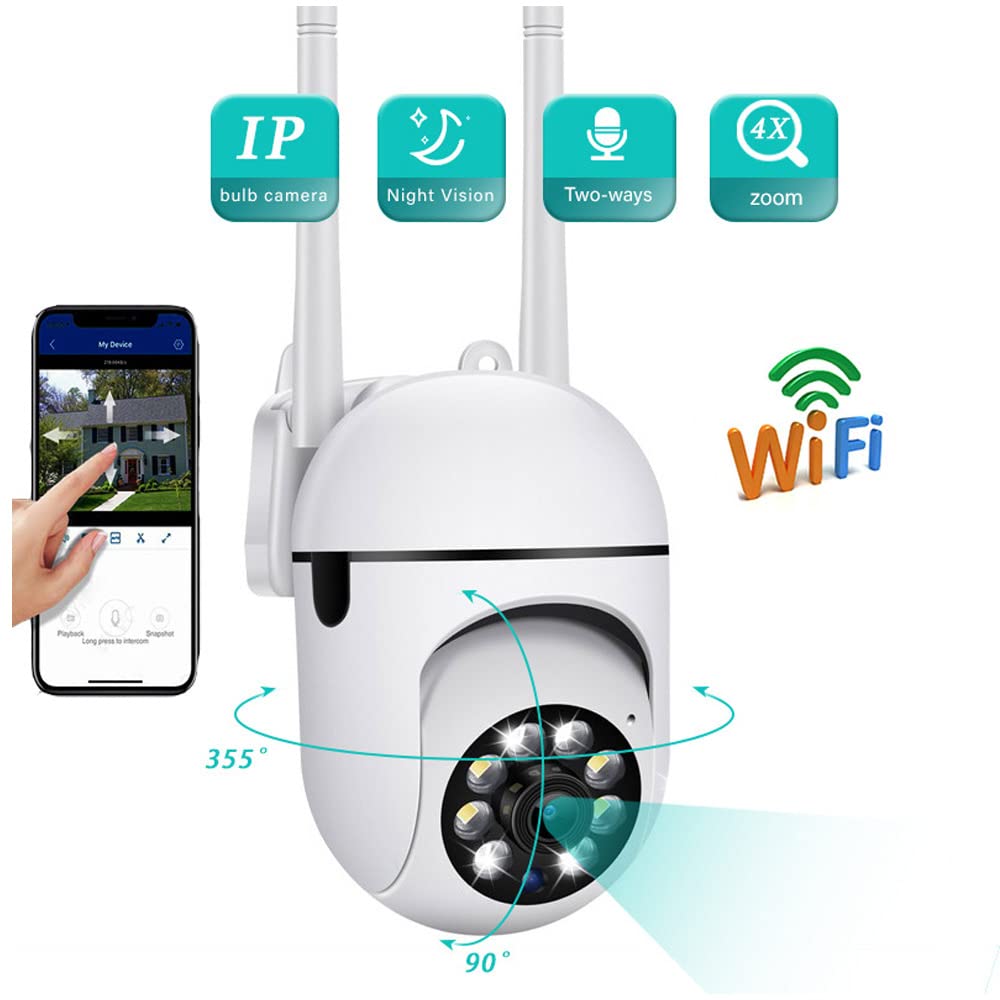 Home Security Camera WiFi 2.4G / 5G Motion Activated Color Night Vision PTZ Wide Angle Surveillance Multi-User P2P Remote Access CCTV Card or Cloud Storage Wired Indoor