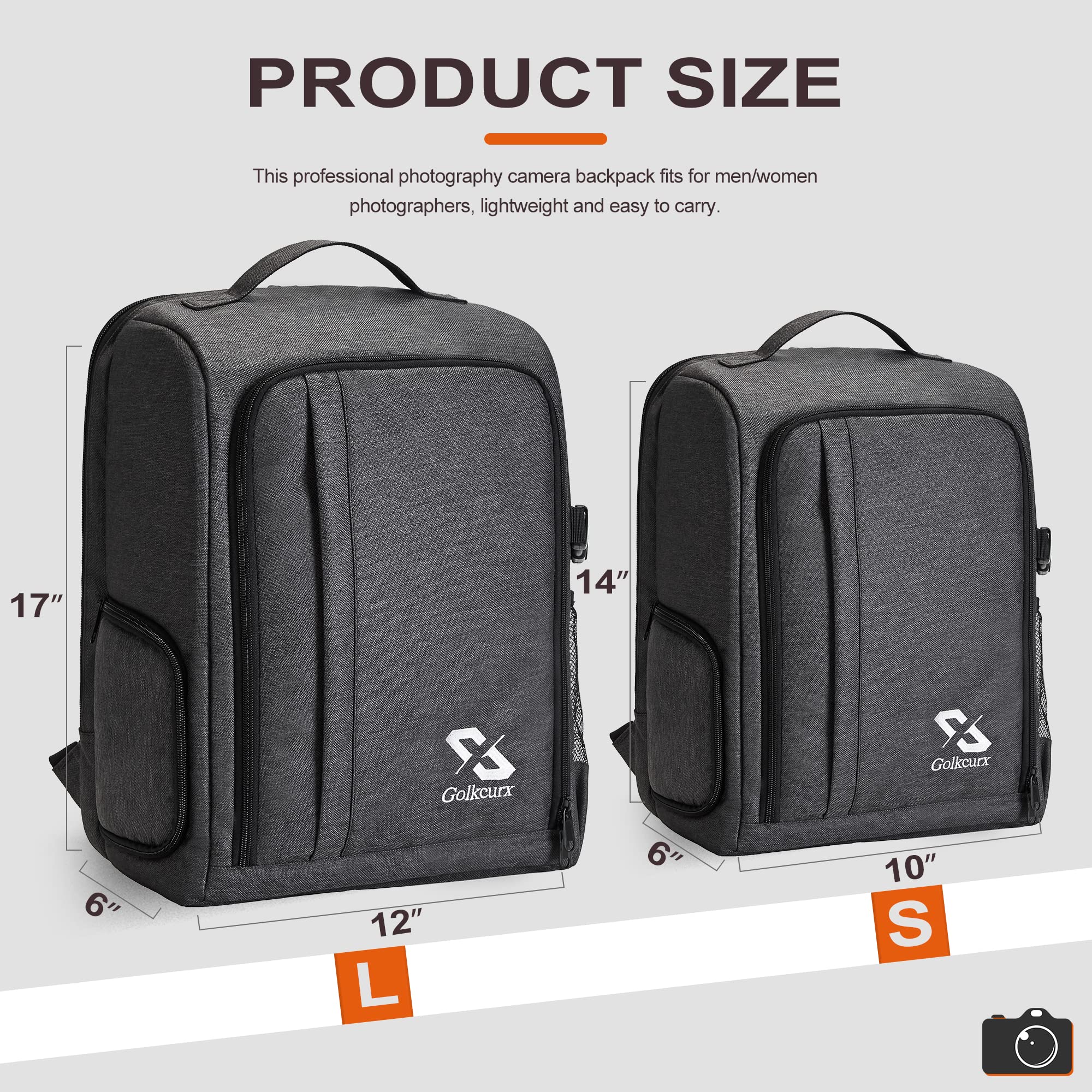 Golkcurx Camera Bag for DSLR/SLR Cameras，Camera Backpack Waterproof for Photographers Pink L