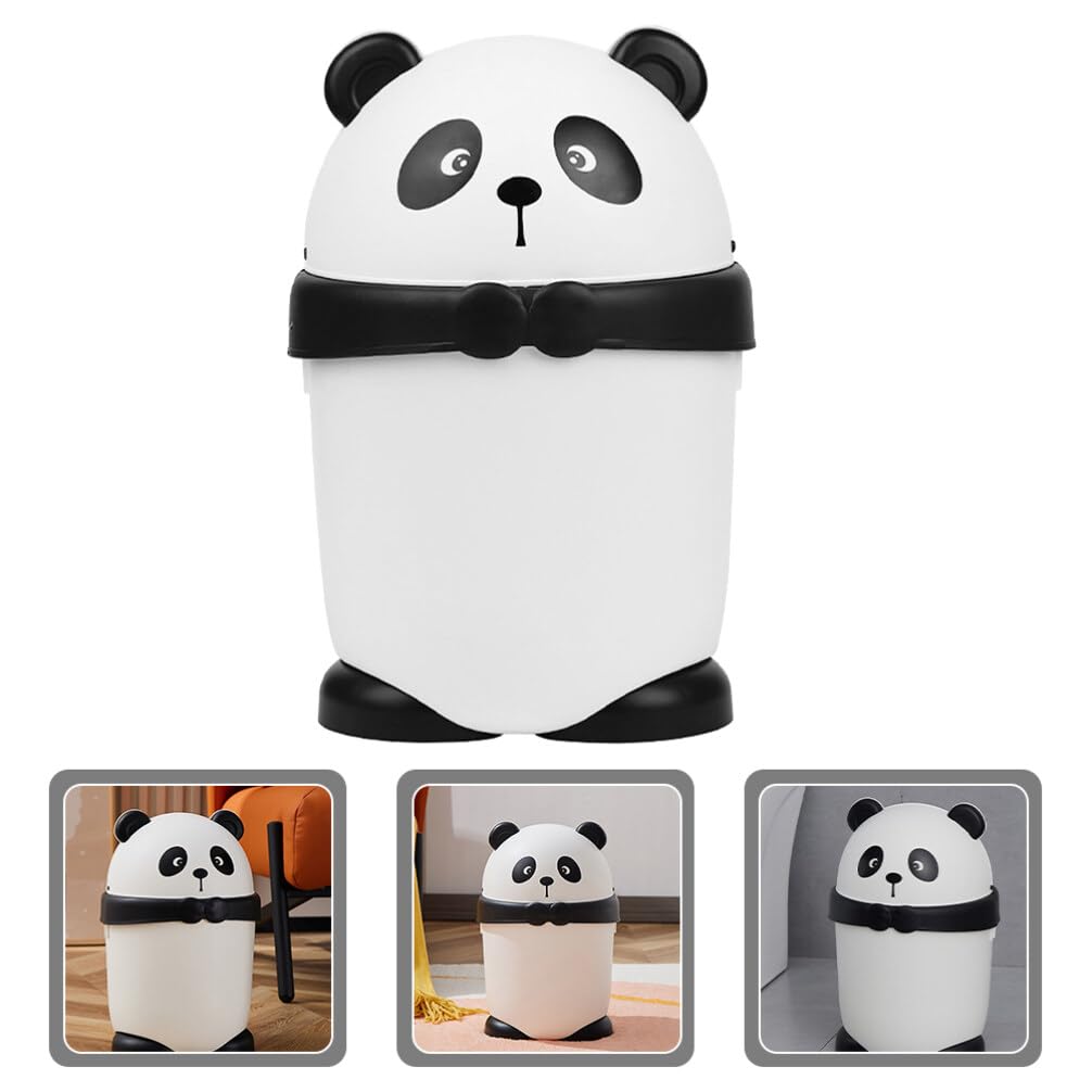 MAGICLULU Mini Trash Can, Cute Panda Garbage Can with Lid Countertop Wastebasket Table Garbage Lint Bin Waste Paper Container for Countertop Home Office Car