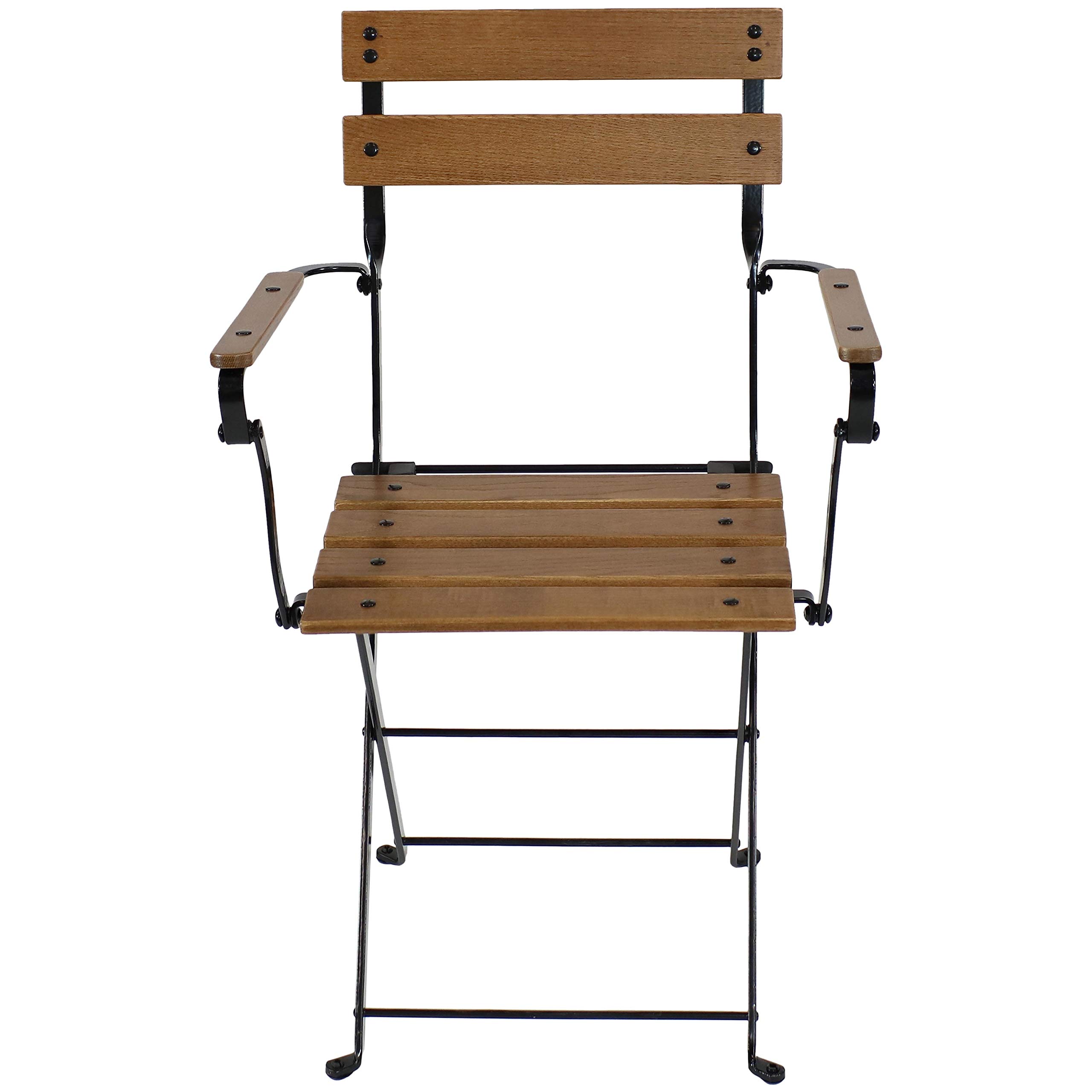 Sunnydaze European Chestnut Folding Dining Armchair - for Indoor or Outdoor Use - Commercial Grade - Set of 4 - Brown