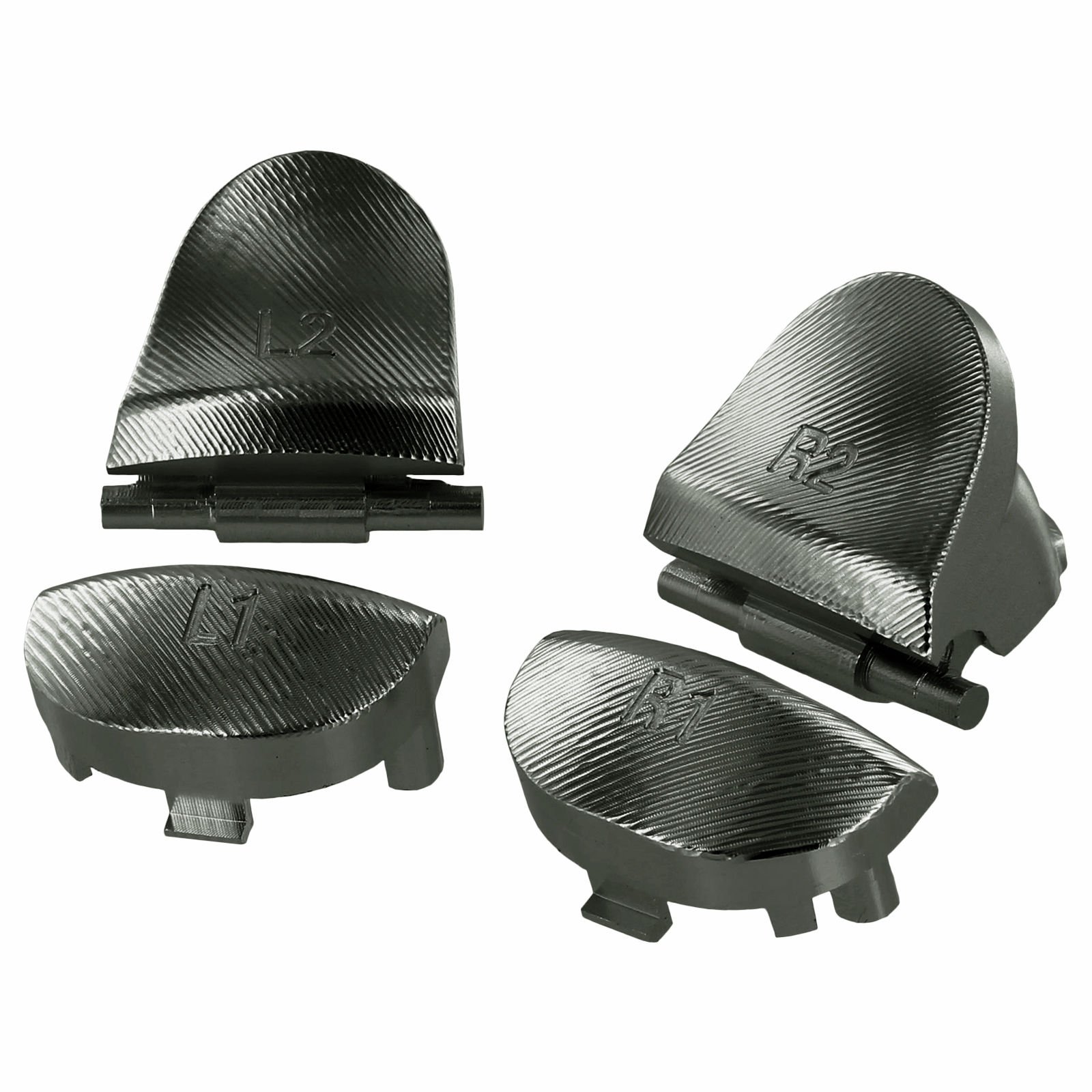 E-MODS GAMING Aluminum Alloy Metal L1 R1 L2 R2 Trigger Buttons with 2 Springs for PS4 First Gen Controller (Dark Grey)