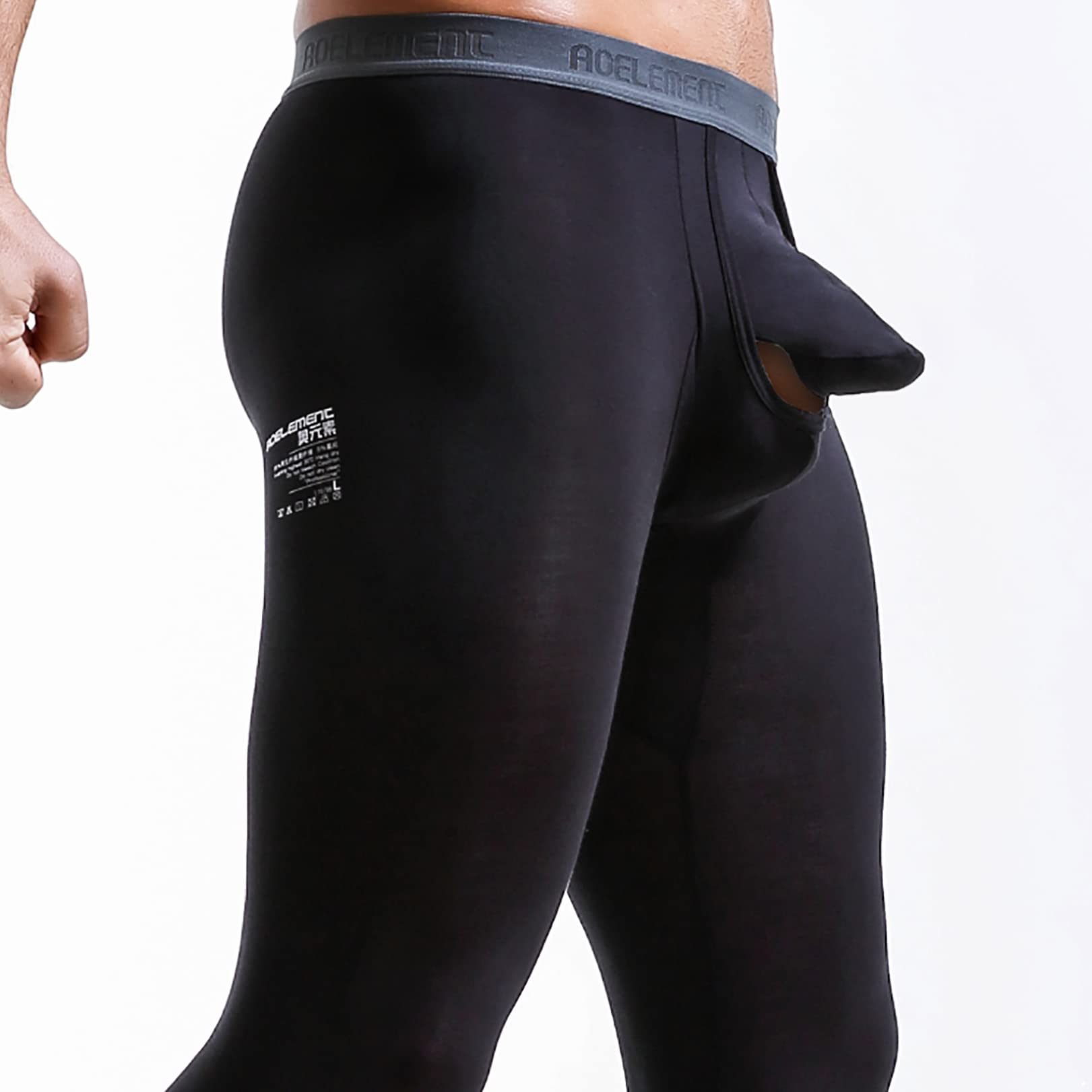 FEESHOW Men's Thermal Underwear Thermal Bottoms Magnetic Thermal Pants Modal Base Layer Bottoms Long Johns Pants Black XX-Large