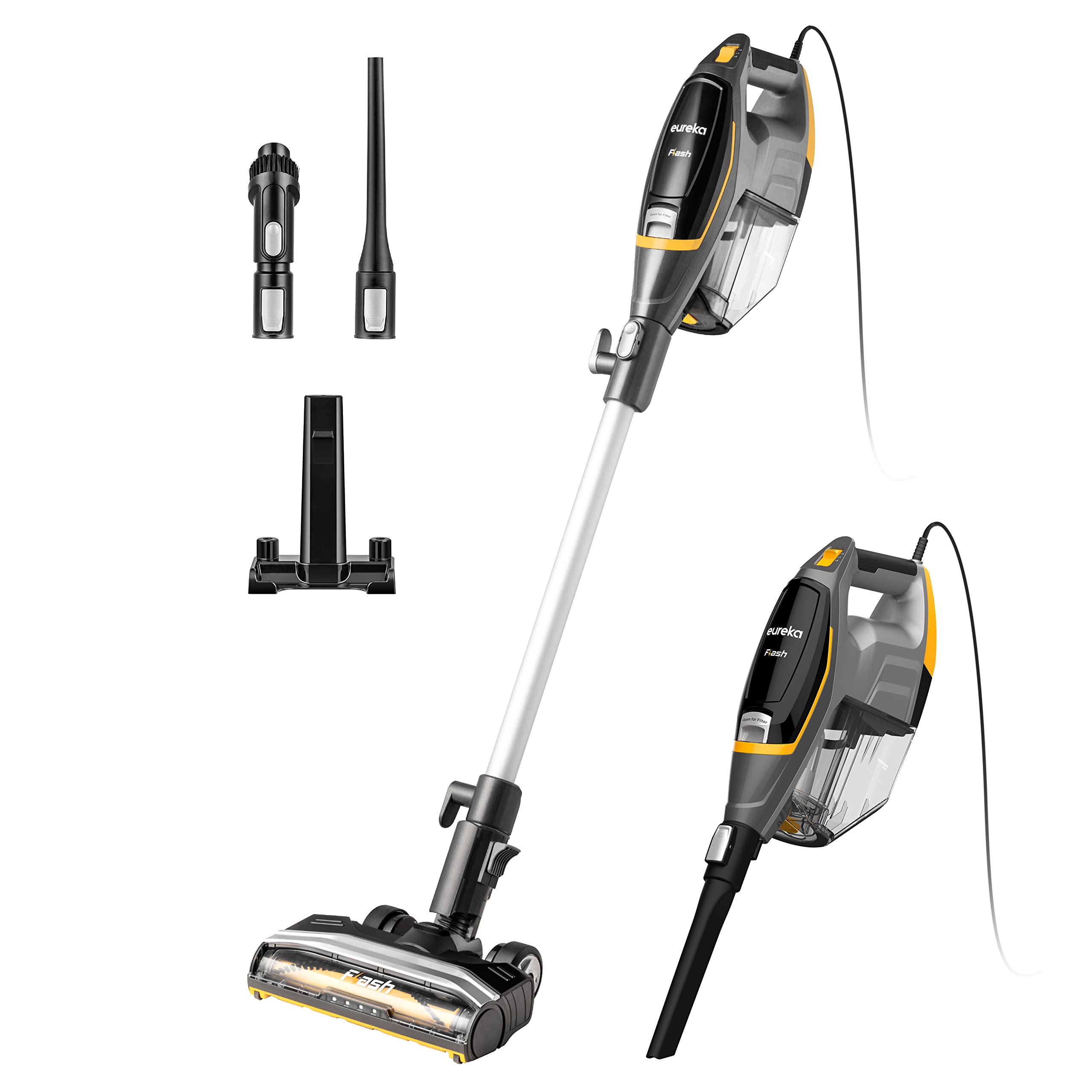 Eureka Flash Lightweight Stick Vacuum Cleaner,15KPa Powerful Suction, 2 in 1 Corded Handheld Vac for Hard Floor and Carpet, Black, NES510 (Renewed)