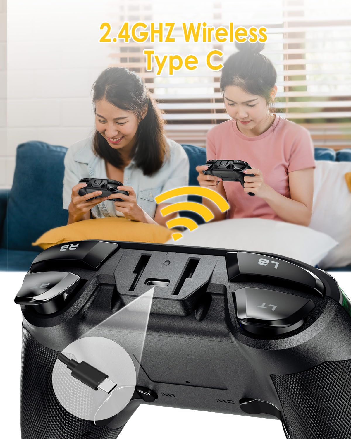 EasySMX Wireless Game Joystick Controller, 2.4G Wireless Gamepad Joystick PC, Dual Vibration, 14 Hours of Playing for PC/PS3/TV Box/Nintendo Switch (Black)