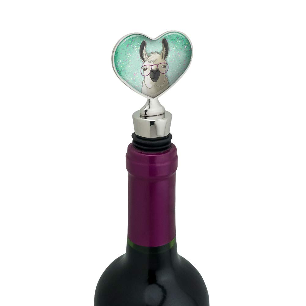 Hip Llama with Glasses Heart Love Wine Bottle Stopper