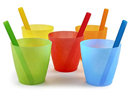 Housavvy 8oz Kids & Toddlers Reusable Silicone Drinking Straws 12 Pack with Cleaning Brush (Smoothie Straws for Housavvy 8oz Kids Cups)