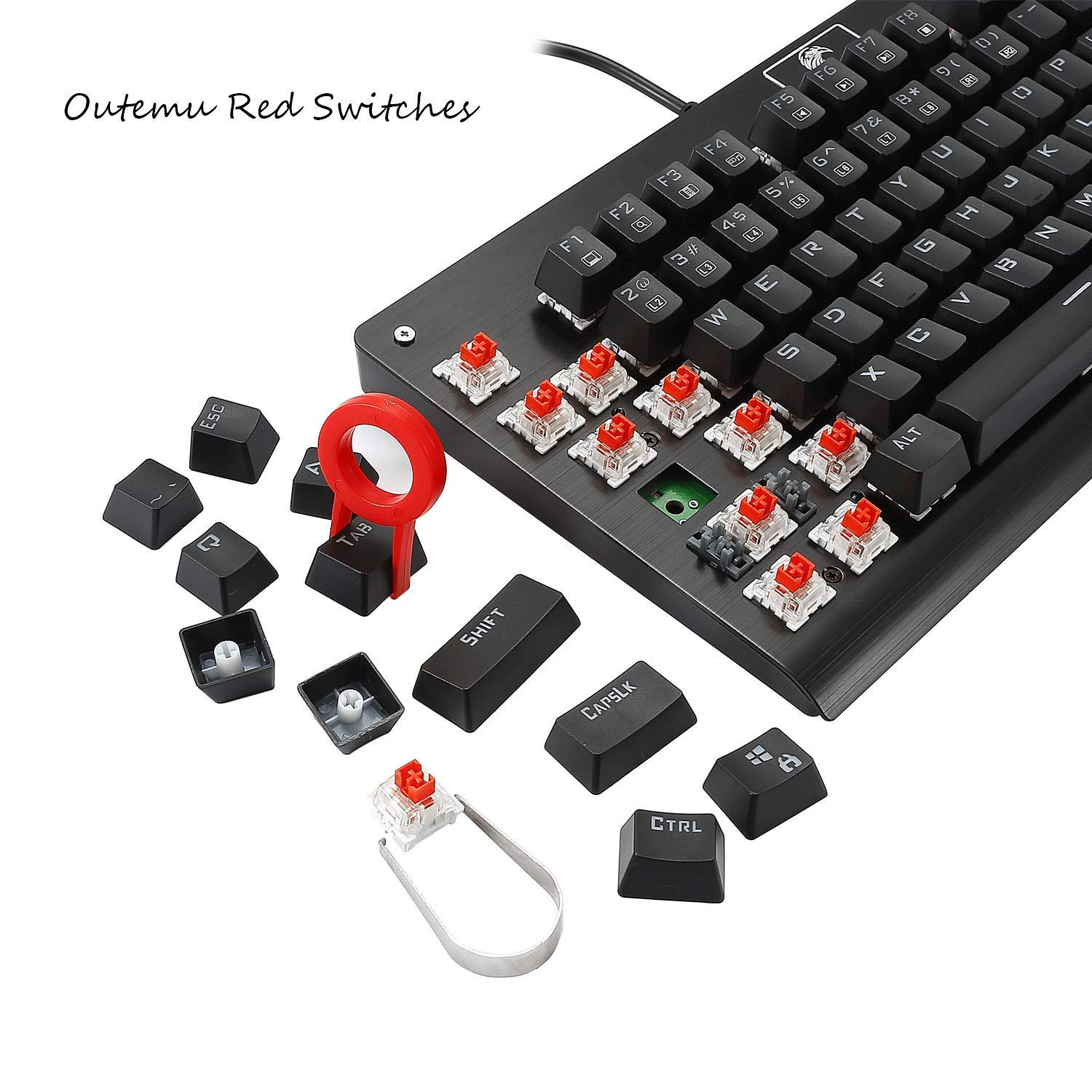 E-YOOSO Mechanical Keyboard, 87 Keys Compact USB Wired Keyboard with Rainbow Backlit (Red Switch Black)