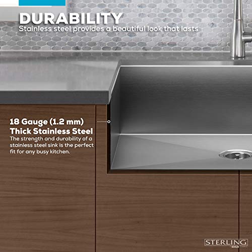 Kohler K-20022-PC-NA Sterling Ludington 32" Under Mount Single Bowl Kitchen Sink with Accessories, 32 inch, Stainless Steel