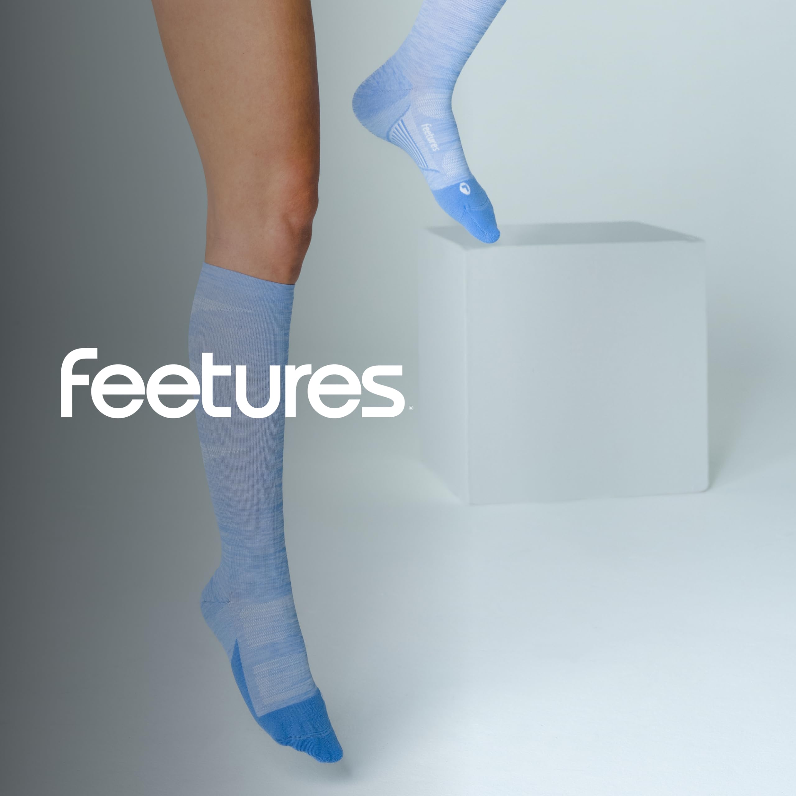 Feetures Graduated Compression Light Cushion Knee High - Compression Socks for Men & Women - Running & Athletic Recovery - Small, Buckle Up Blue