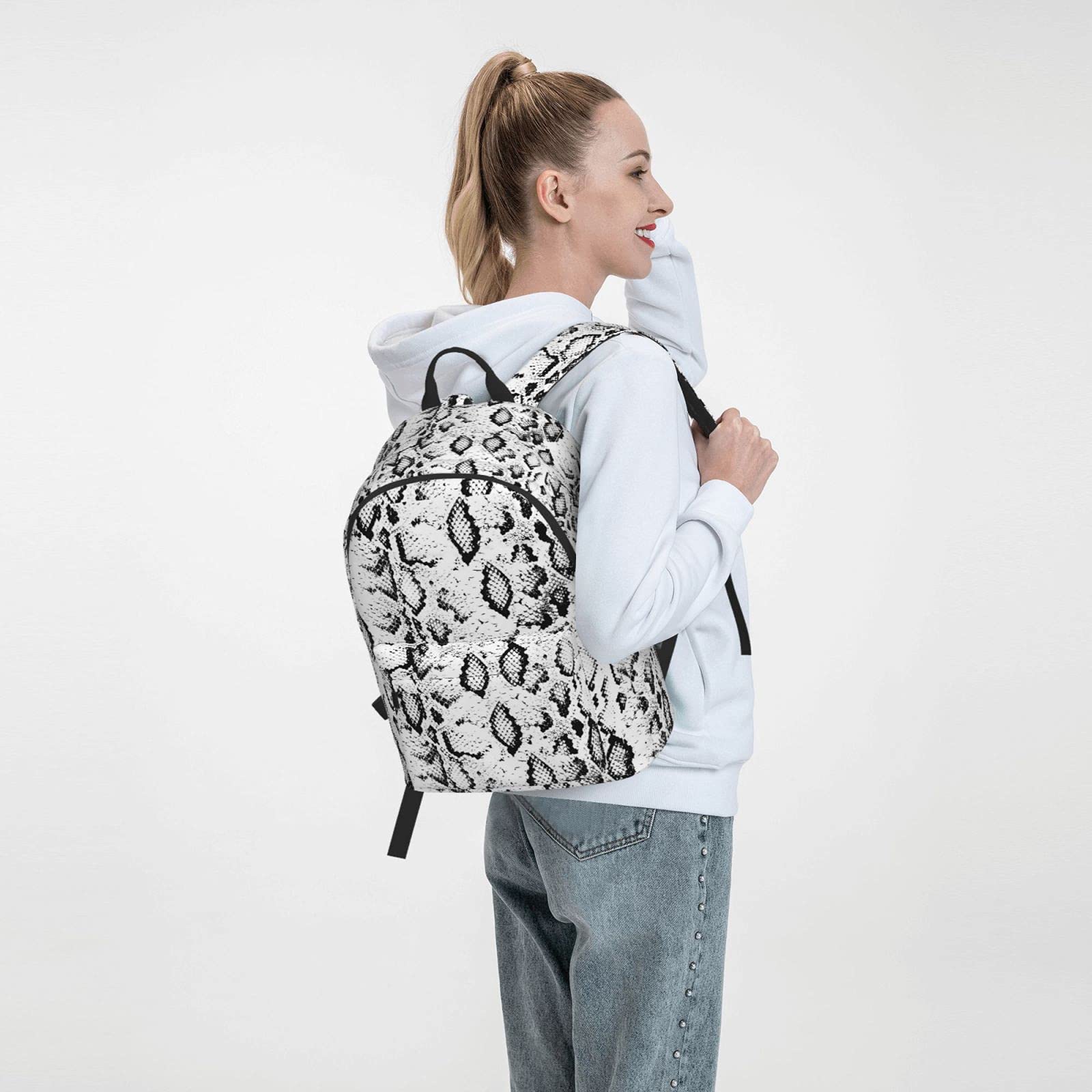 FeHuew 16 inch backpack Snake skin Laptop Backpack Full Print School Bookbag Shoulder Bag for Travel Daypack