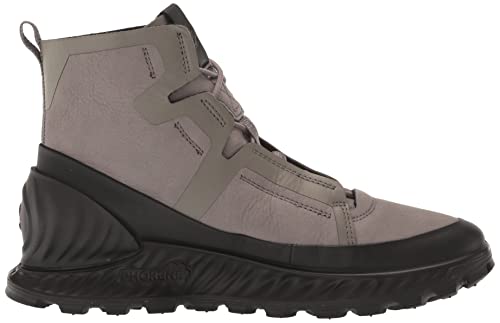 ECCO Men's Exostrike Stealth Mid Hiking Boot, Black/Steel Nubuck, 11-11.5