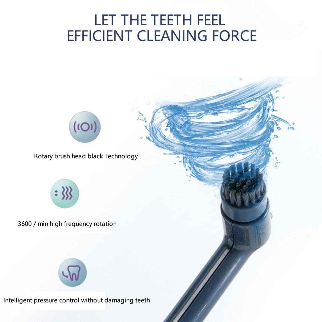 Firzero Electric Toothbrush for Adults, Waterproof Rotary Toothbrush with 4 Brush Heads, Portable USB Rechargeable Soft Bristle Vibrating Toothbrush with Two Gears Net Tooth Mode (Black)
