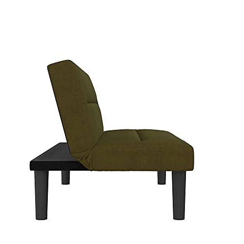 DHP Elm Convertible Living Room Sofa Bed and Couch Linen Futon, Green