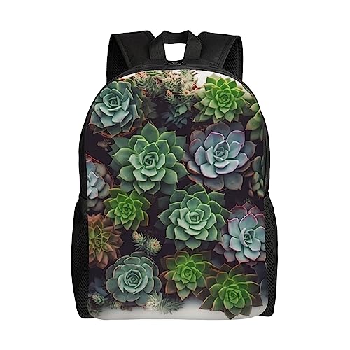 EVANEM Succulent Plants Printed Laptop Backpack For Men Women Lightweight Casual Daypack Travel Rucksack For Sports
