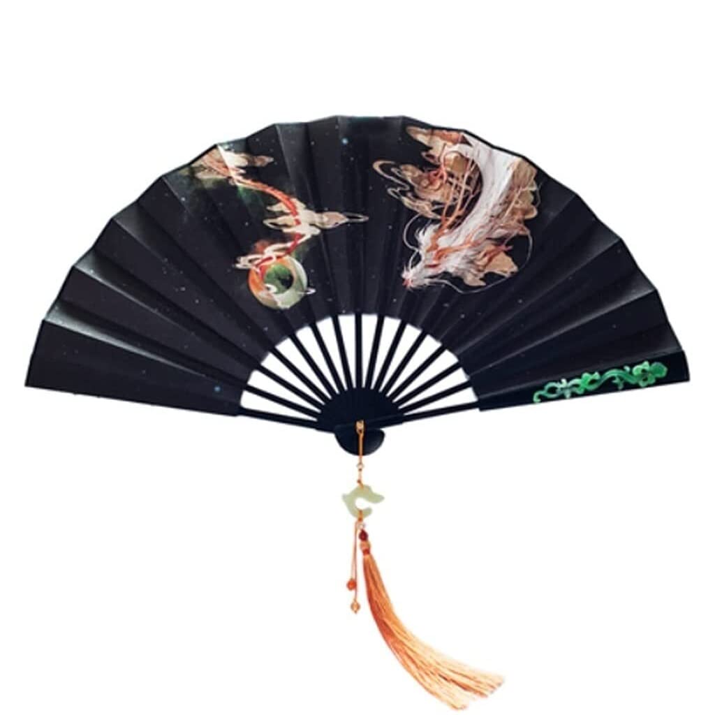 Folding Fan Hand Fan Boy Domineering Folding Fan Chinese Style Ancient Costume Retro Hanfu Accessories Hand Fan (Color : A, Size : 33CM)