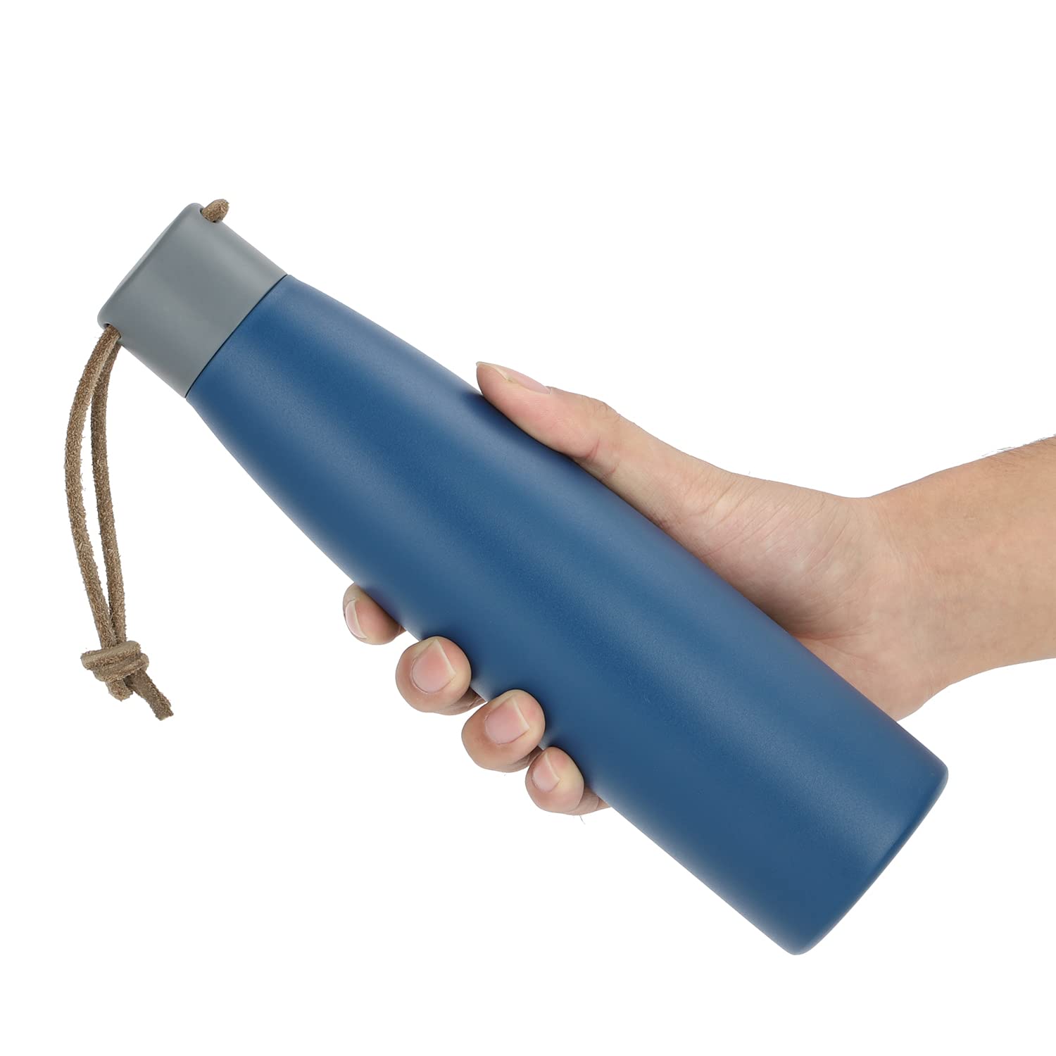 Dusgut Water Bottle, 18 oz Vacuum Insulated, Stainless Steel with Strap Cap, Navy Blue