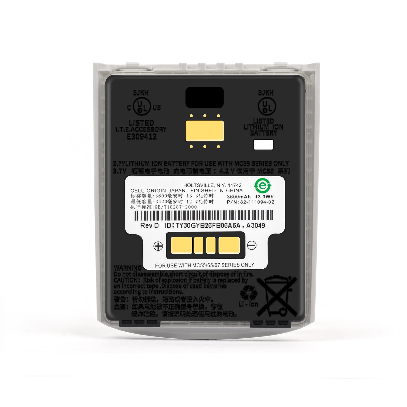 MC55 Barcode Scanning Collector Battery for Zebra MC55 MC55A0 MC55E0 MC65 MC67 MC659B MC5590 mc67na MC55A MC56 MC5574 MC55X(3600MAH)