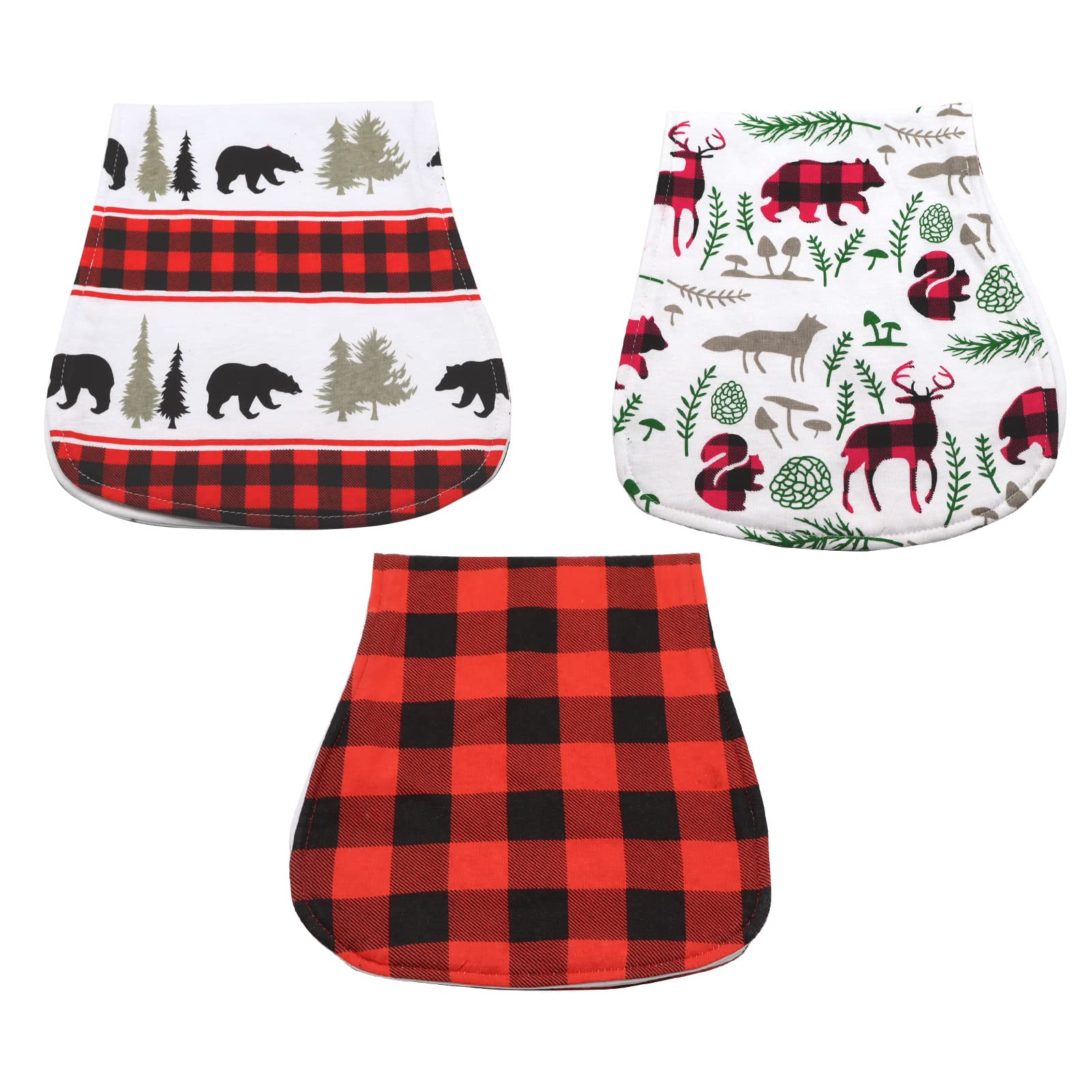 LNGLAT 3-Pack Baby Burp Cloth for Boys Girls, 100% Organic Cotton, Triple Layer, Thick, Soft and Absorbent,Christmas Burping Rags for Newborns Baby Shower Set