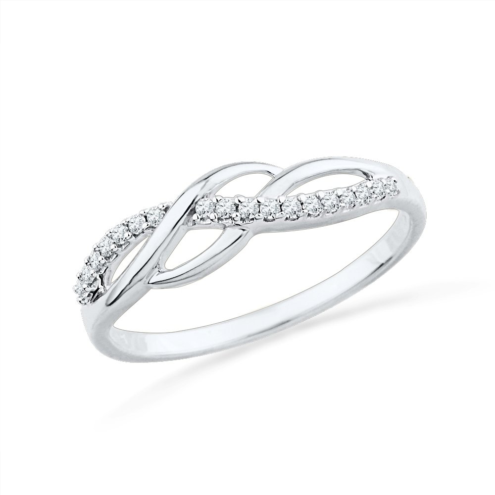 DGOLD Sterling Silver Round Diamond Twisted Fashion Ring (1/10 cttw)