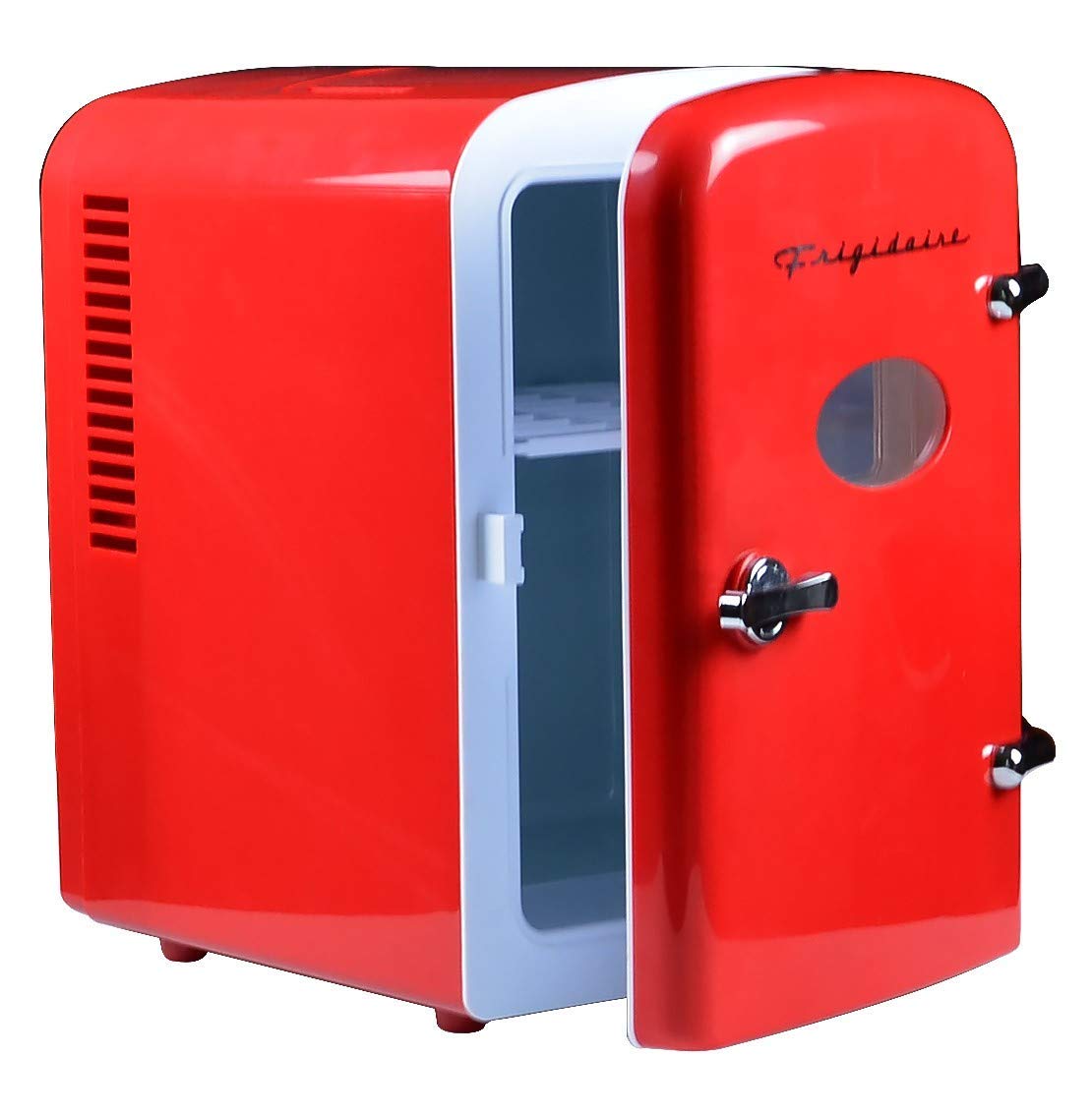 Frigidaire Mini Portable Compact Personal Fridge Cooler, 4 Liter Capacity Chills Six 12 oz Cans, 100% Freon-Free & Eco Friendly, Includes Plugs for Home Outlet & 12V Car Charger (Red) (Renewed)