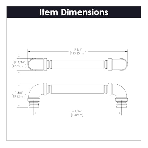 Hickory Hardware Pipeline Collection Pull 5-1/16 Inch (128mm) Center to Center Black Nickel Vibed Finish