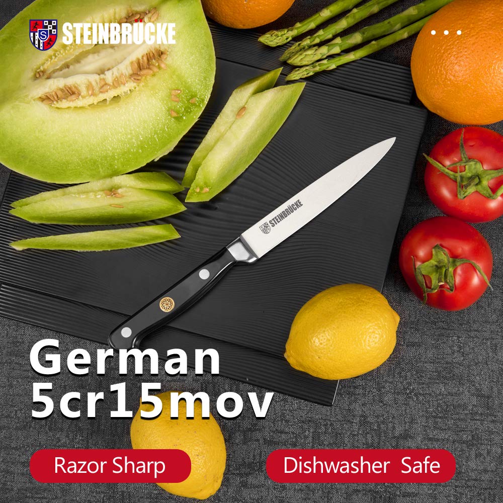 Gioventù Paring Knife 5 inch - Small Kitchen Knife Forged from German Stainless Steel 5Cr15Mov (HRC58), Full Tang, Sharp Paring Knife for Cutting, Peeling, Slicing Fruits and Vegetables