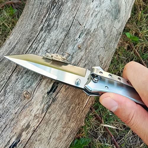 GAJING EDC Sharp Folding Pocket Knife with Liner Lock,Pocket Clip, Glass Breaker,Sealbelt Cutter and Stainless Steel Handle