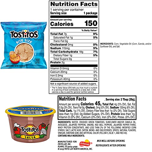 Frito Lay Tostitos Bitesize Rounds Chips and Salsa Dip Cups Variety Pack, (Pack of 24)