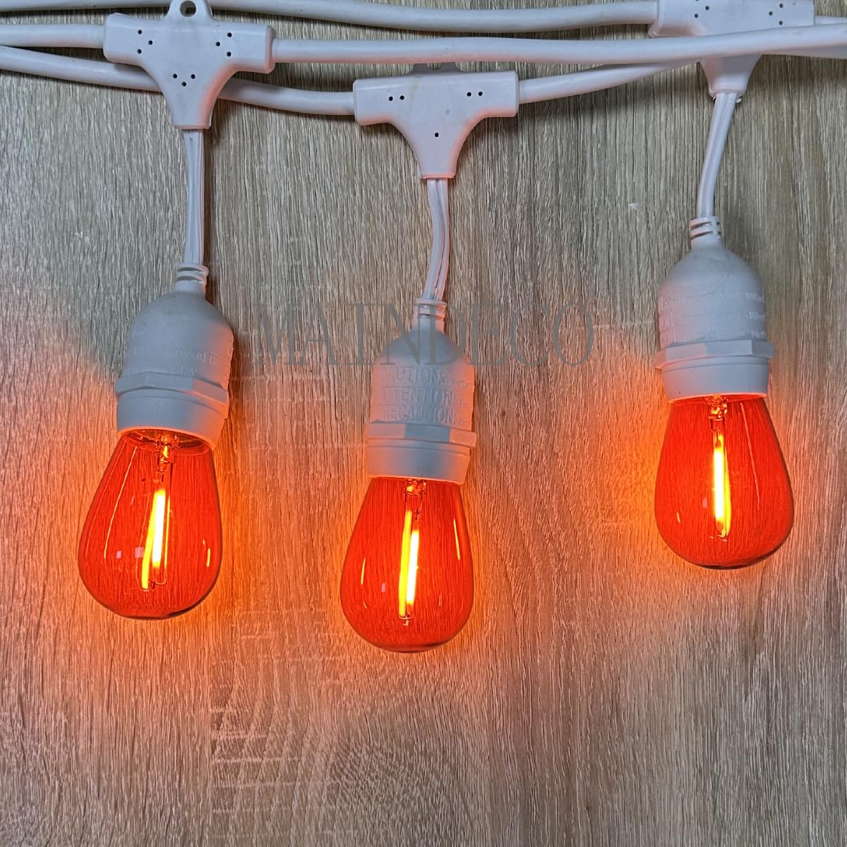 MAINDECO 15 Pack S14 Orange Opaque Glass Bulb,11W Equivalent Ceramic LED Lighting Bulb, E26 Medium Base fit Holiday and Party Outdoor String Light