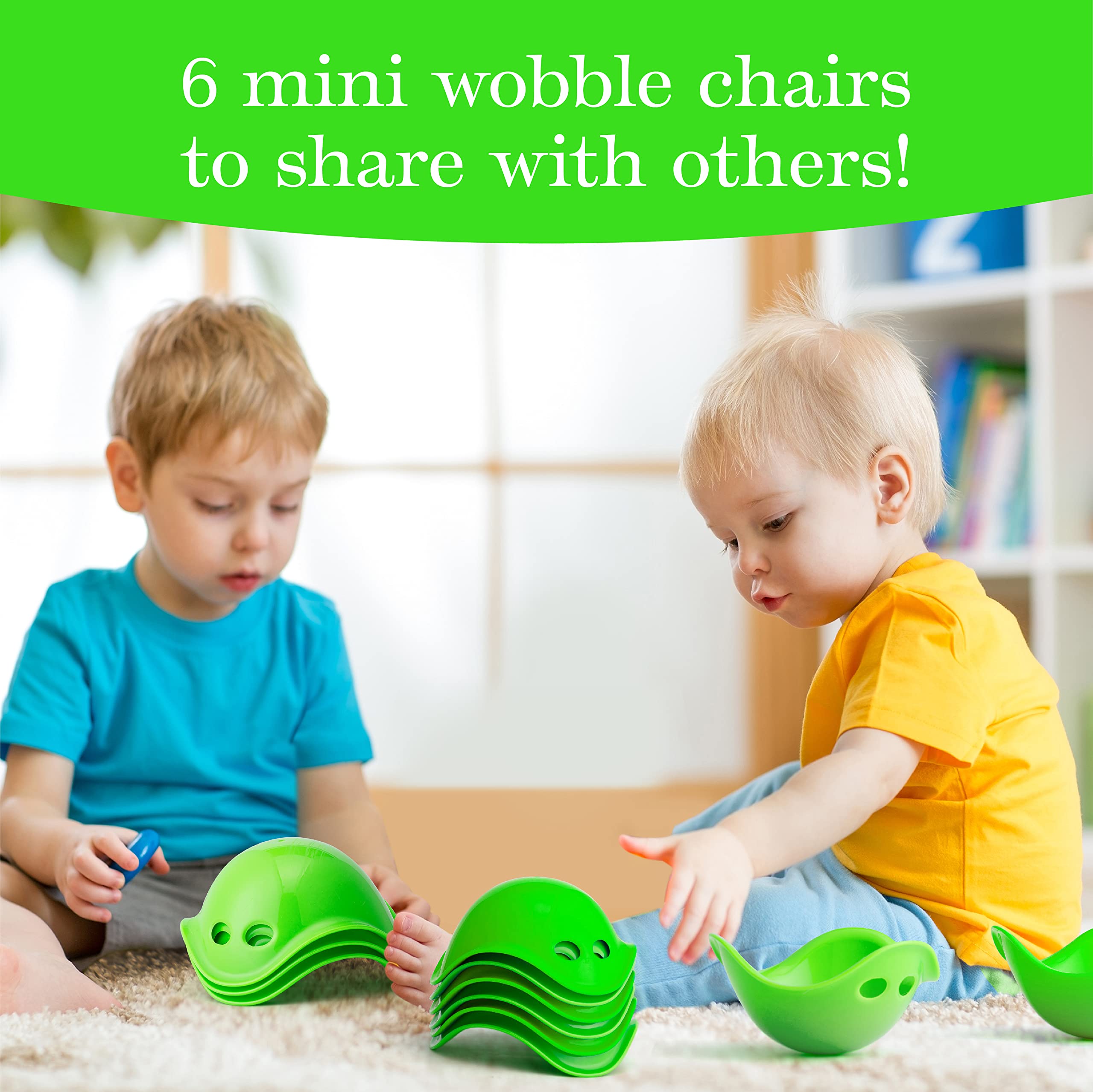 Goji Baby Mini Stackable Toys - 6 Pack Wobble Toys - Educational Sensory Toys for Toddlers - Perfect for Elementary School Students, Classrooms, Playrooms, and Daycares - Ages 1-10 (Green)