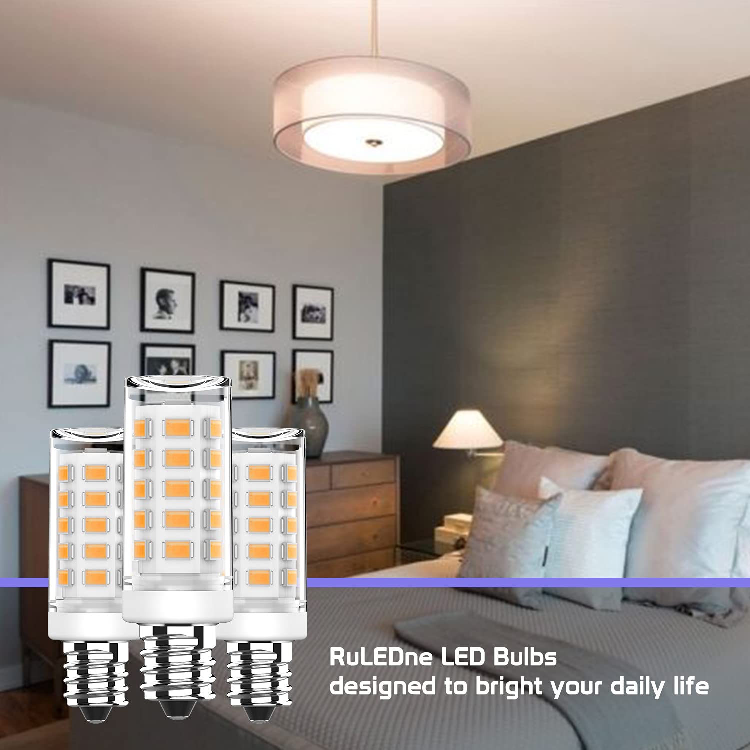 E12 LED Bulbs, Candelabra LED Bulbs 40Watt 60Watt Equivalent, Warm White 3000K 760 Lumen, 120V E12 Candelabra Light Bulbs for Ceiling Fan, Chandelier Lighting, Not Dimmable, 6Pack