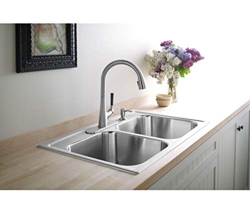Kohler R3847-4-NA Toccata 22"x33" Double-Basin Stainless Steel Drop-in 4 Hole Kitchen Sink