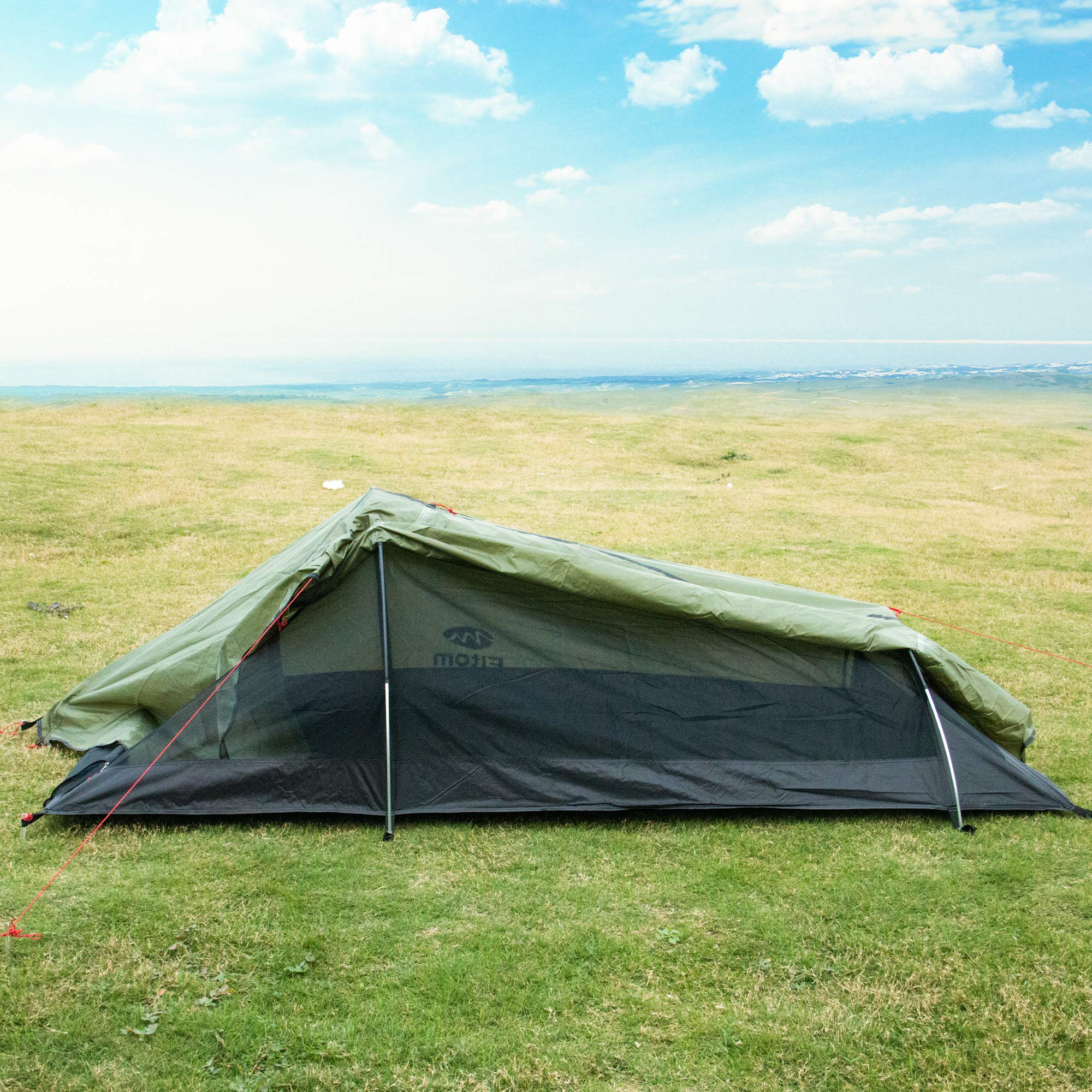 Fltom Single Person Camping Tent, One Person Lightweight Bivy Tent with Net Mesh for Hiking Mountaineering Backpacking Travel