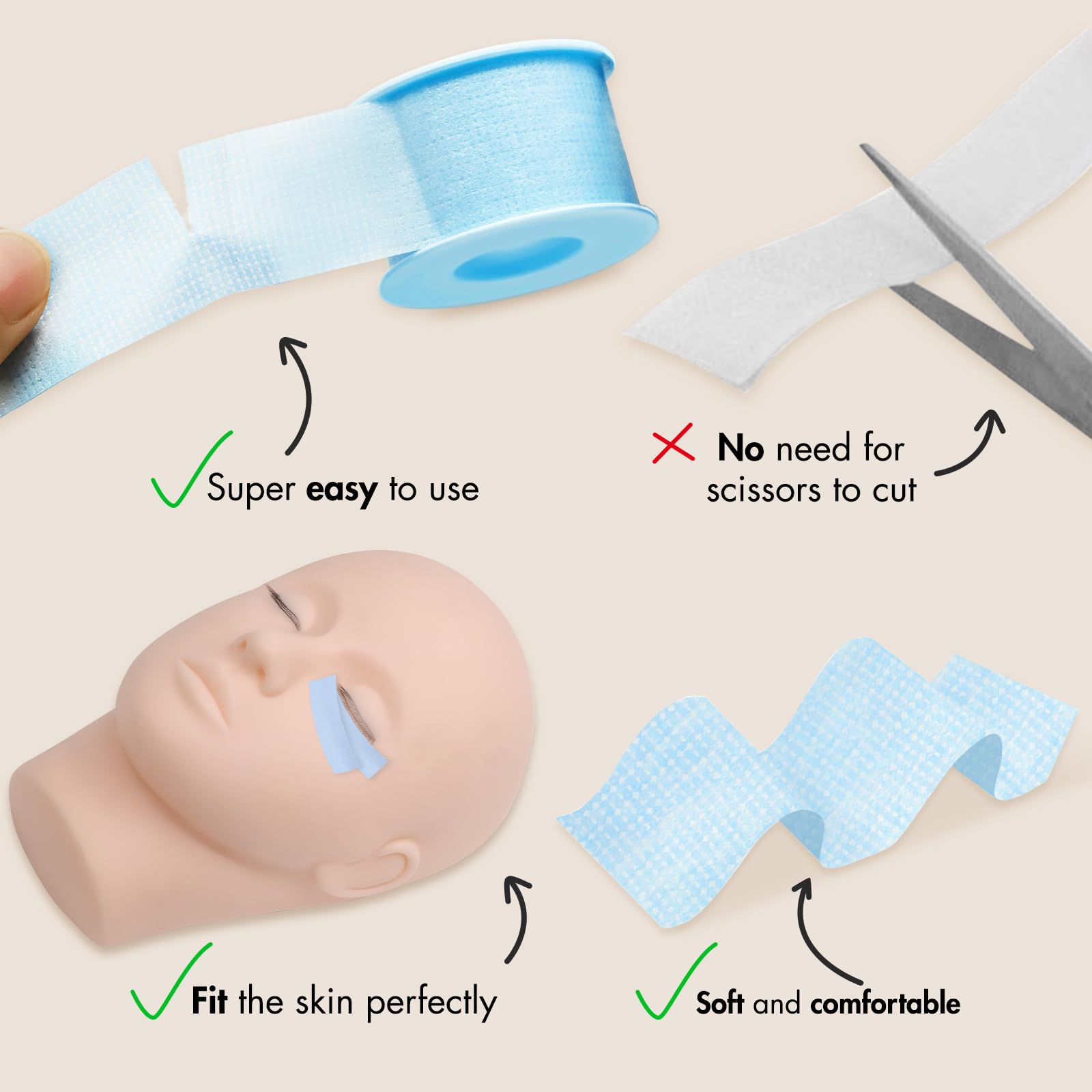 Embagol Lash Tape for Eyelash Extensions Blue Eyelash Tape for Extensions Sensitive Silicone Gel Easy Tear Breathable Medical Microporous Eyelash Extension Tape (0.98in 3.9yd, 1 Roll)