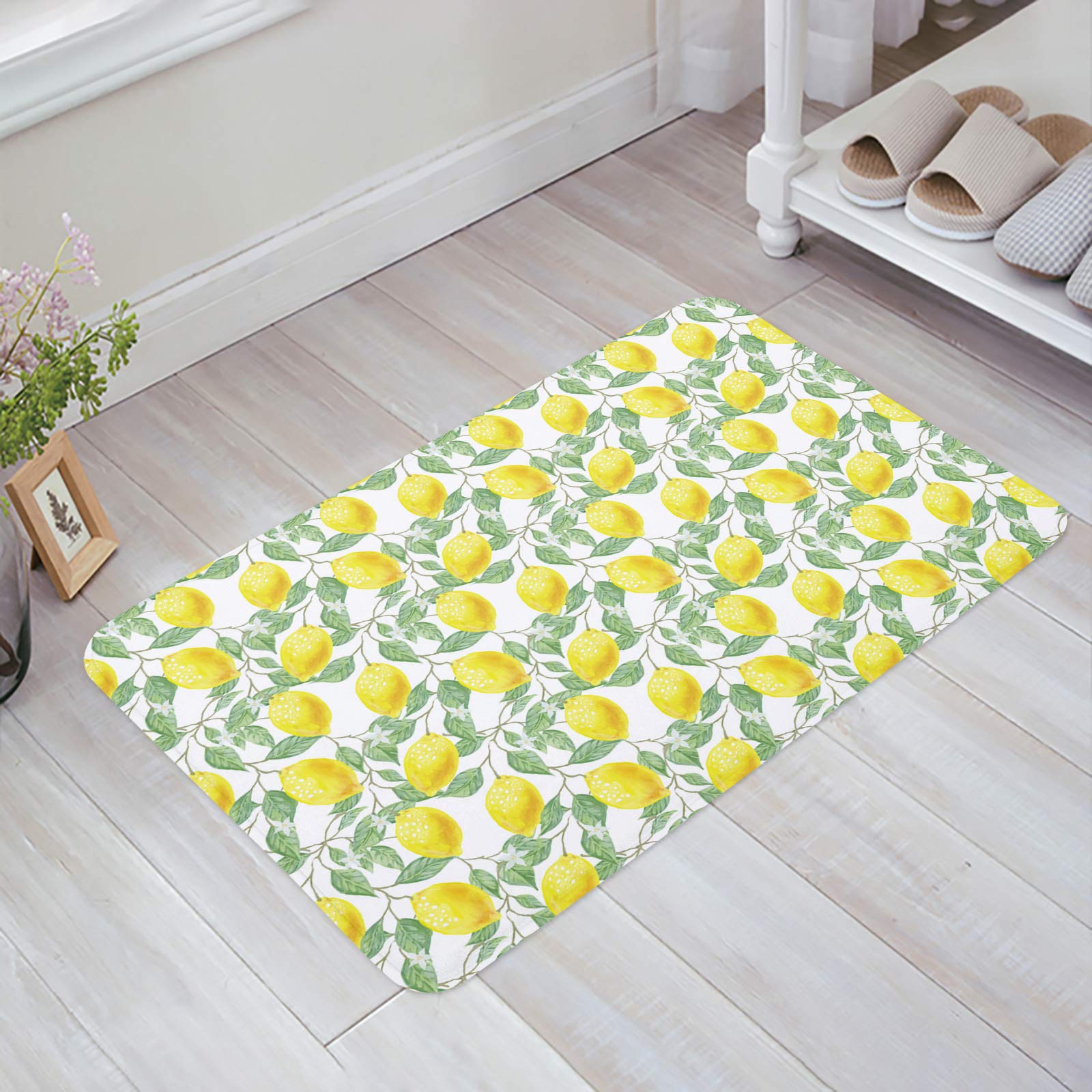 Front Door Mat Floor Mats for Home Decor, Lemons Memory Foam Runner Entryway Area Rug Non-Slip Absorbent Doormat Washable Rug, 18x30Inch Welcome Mats Carpet for Bedroom Decor Living Room Decor