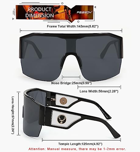 FEISEDY Oversized Square One Piece Frameless Stylish Sunglasses Women Men Luxury Shades B4043