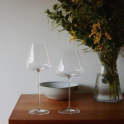 EUNA Hand-Blown Crystal Wine Glasses - Ultra-Thin, Long Stem, Crystal Clear Bordeaux Red and White Wine Glasses (25 oz) - Perfect for Gifting and Entertaining