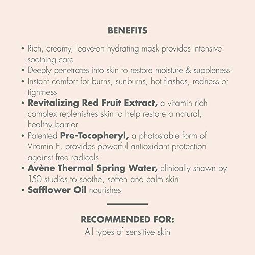 Eau Thermale Avène Soothing Radiance Mask, Deep Hydration for All Skin Types, Non-Comedogenic 1.6 oz.