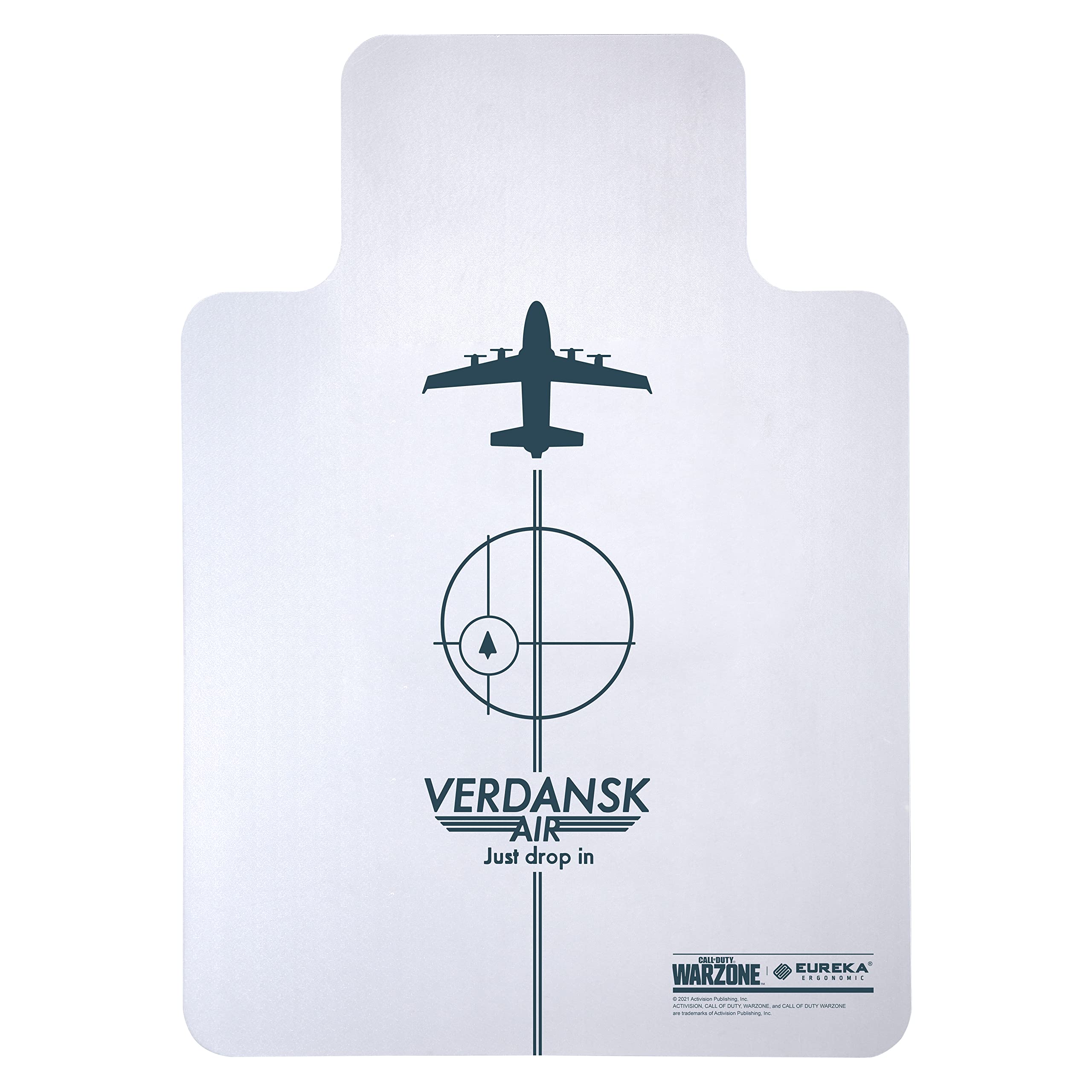 EUREKA ERGONOMIC & Call of DutyⓇ Verdansk Air Gaming Chair Mat for Hardwood Floor/Carpet, Desk Chair Mat with Lip Cartoon Printing, Home Office Floor Protector Accessaries 36 x 48 Transparent