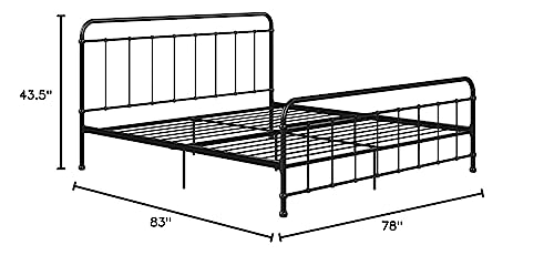 DHP Beaumont Iron Metal Platform Bed with Transitional Design Headboard and Footboard, Adustable Base Height for Underbed Storage, No Box Spring Needed, King, Black