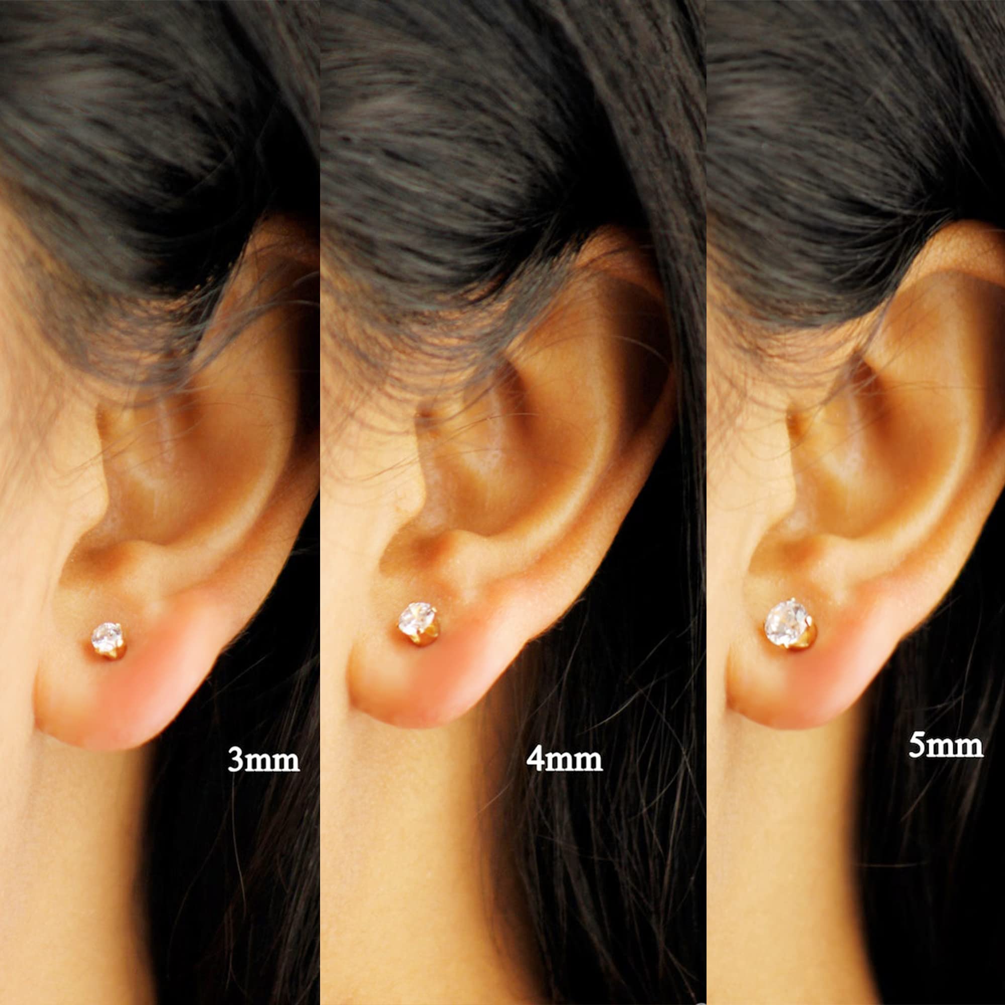 Gold Cubic Zirconia Earrings Studs for Women 14K Gold Plated Stud Earrings Set Hypoallergenic Tiny Studs for Girls(6 Pairs)