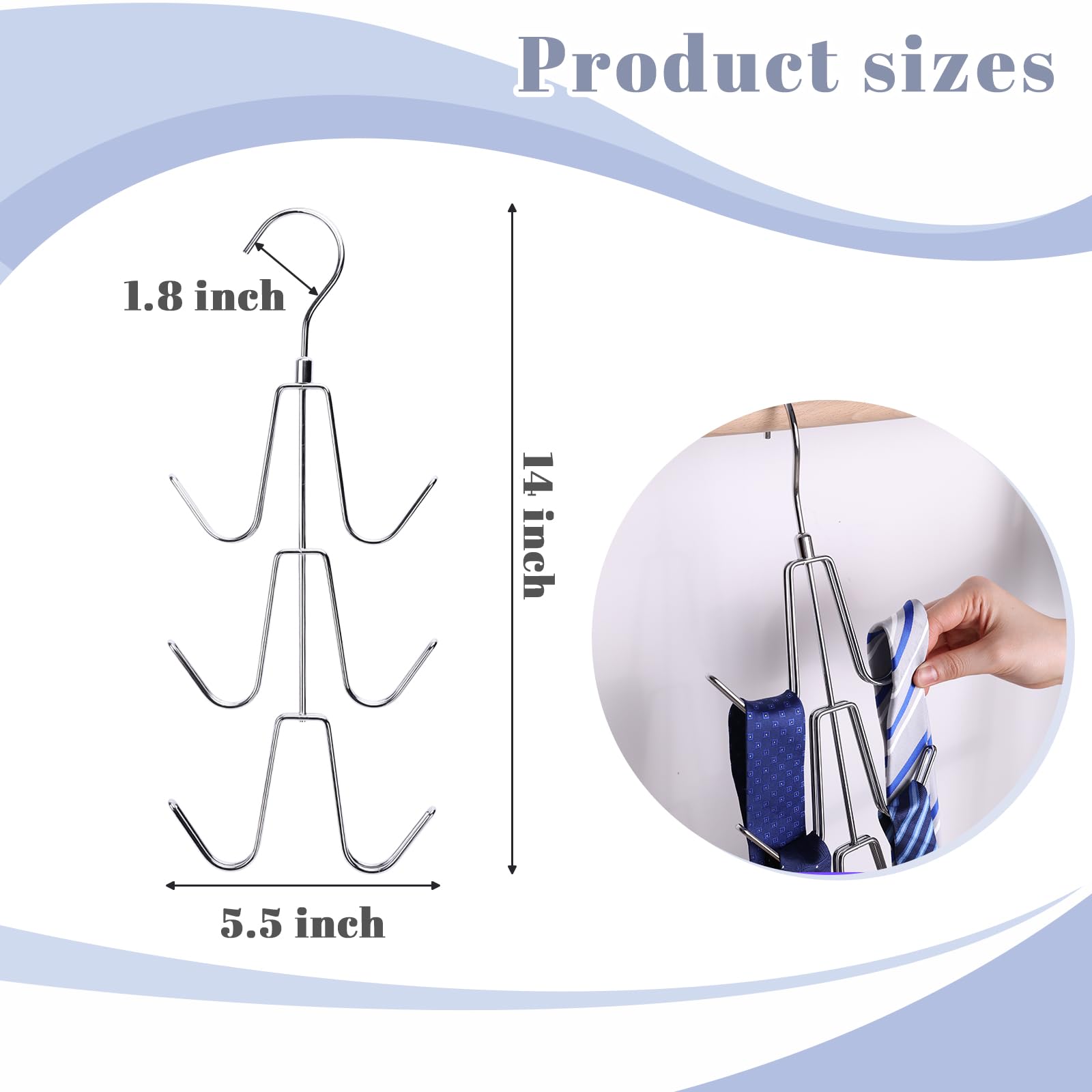 MCPINKY Purses Hanger Organizer for Closet, Rotatable Hanging Bag Holder 6 Storage Capacity Metal Handbag Storage for Bag Belt Scarf Hat Tie Grey