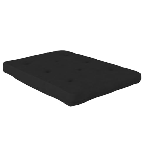 DHP Eve 8 Inch Thermobonded High Density Polyester Fill Futon Mattress, 8 in, Black