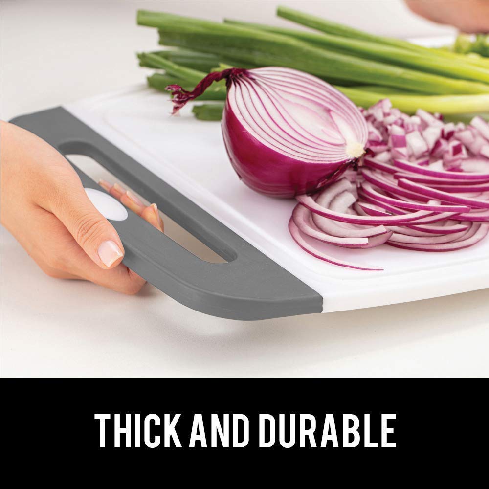 Gorilla Grip Cutting Board Set of 3 and Silicone Oven Mitt and Pot Holder 4 Piece Set, Includes Cooking Mitts and Trivet Mats, Cutting Boards are, Both in Gray Color, 2 Item Bundle