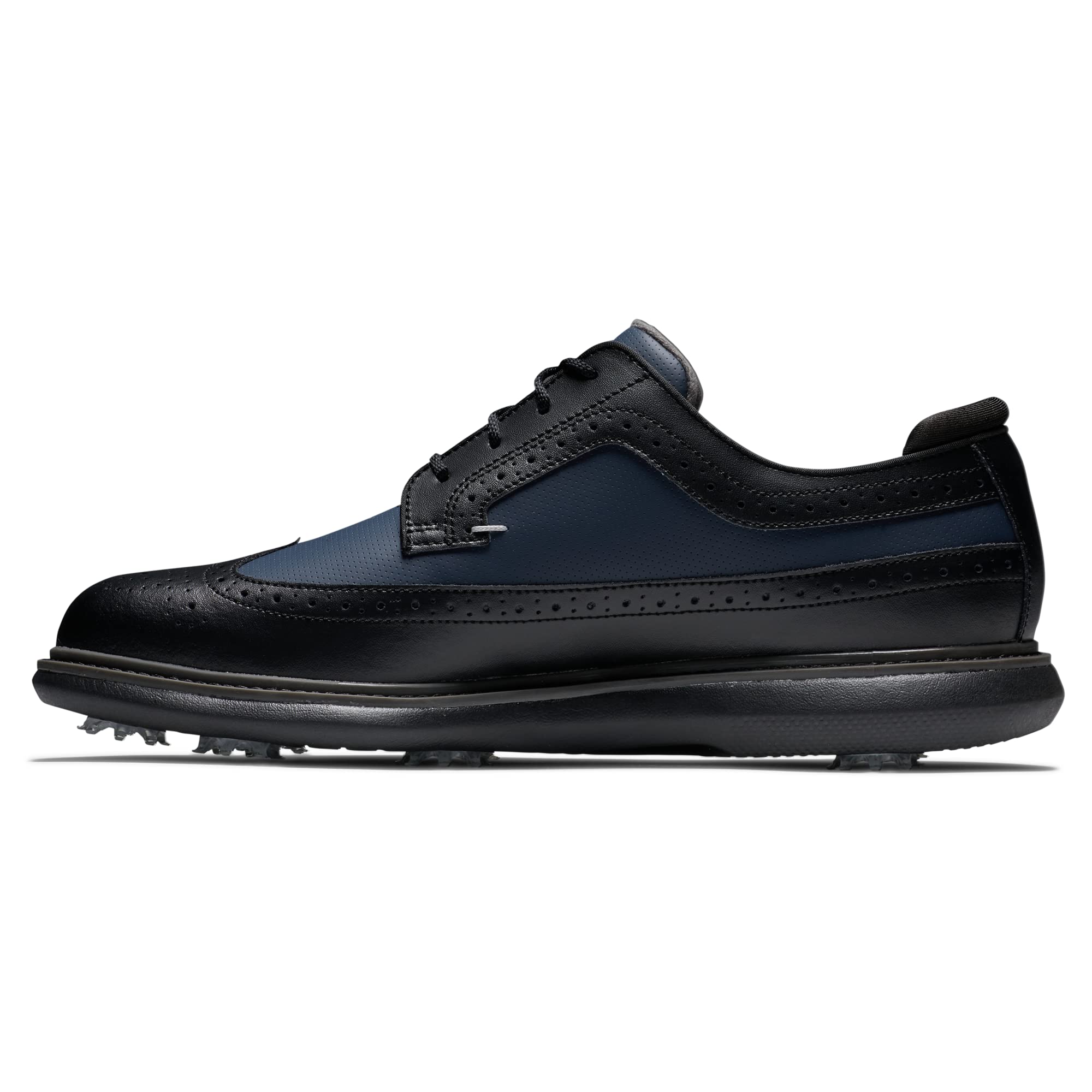 FootJoy Men's Traditions-Shield Tip Previous Season Style Golf Shoe, Black/Navy, 10.5 Wide