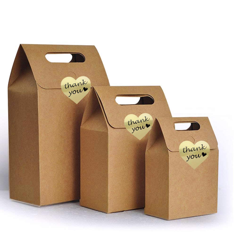 Gold Heart Shape Thank You Stickers, Foil Decorative Sealing Labels, 500 Stickers/Roll, 1.5" Diameter (2 Rolls)