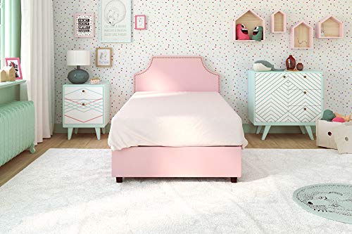 DHP Melita Linen Upholstered Platform Bed Frame,Pink, Twin