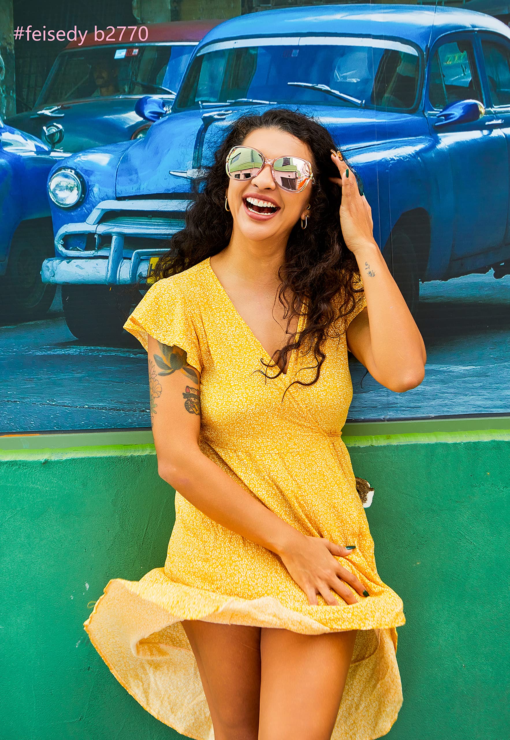 FEISEDY Sunglasses for Women Crystal Polarized Trendy Oversized Sunglasses Street Style B2770